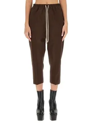 Rick Owens Drawstring Astaires Cropped Pants - Brown