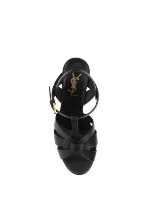 Saint Laurent Leather Platform Sandals - Black
