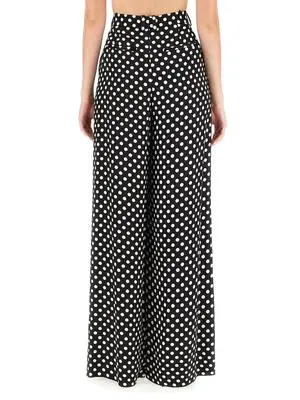 Saint Laurent Polka Dot Wide Leg Pants - Multicolor