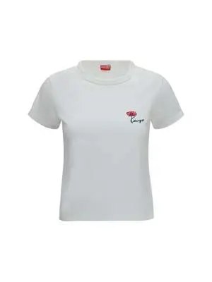 Kenzo Tulip Embroidered Cotton T-shirt - White
