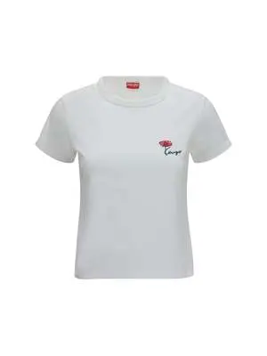 Kenzo Tulip Embroidered Cotton T-shirt - White
