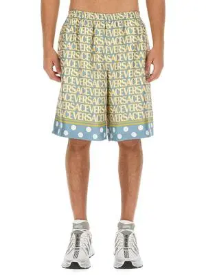 Versace Shorts With Logo - Multicolor