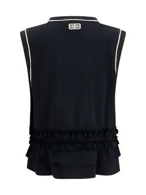 GANNI Cycora Oversized Tank Top With Ruffled Hem