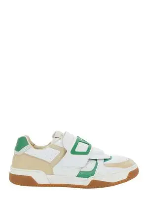 Valentino Garavani Joie De Jouer' Low Top Sneakers With Perforated Details And Maxi Vlogo On The Front In Leather - White
