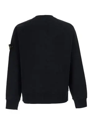 Stone Island Cotton Crewneck Sweatshirt With Sleeve Logo Patch - Black
