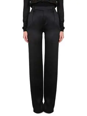 Saint Laurent Satin Flared Pants - Black