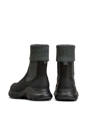 TOD'S Leather Knitted Chelsea Boots - Multicolor