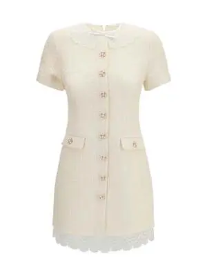 SELF-PORTRAIT Tailored Mini Dress With Bouclé Lace Inserts - Multicolor
