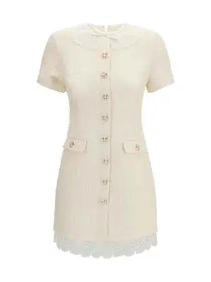 SELF-PORTRAIT Tailored Mini Dress With Bouclé Lace Inserts - Multicolor