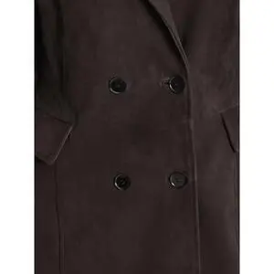 ROTATE BY BIRGER CHRISTENSEN Double-breasted Suede Coat - Brown
