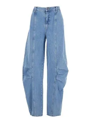 ROTATE BY BIRGER CHRISTENSEN Light Blue Jeans With Central Stitching And Logo Patch On The Back In Denim - Multicolor