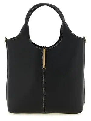 TOD'S Small Metal Plate Shopping Bag - Black