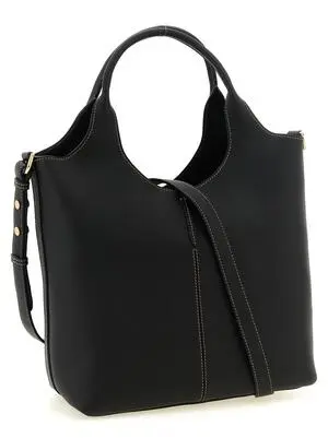 TOD'S Small Metal Plate Shopping Bag - Black
