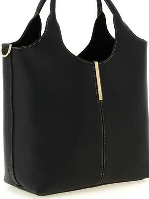 TOD'S Small Metal Plate Shopping Bag - Black