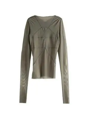 Rick Owens Semi-sheer Boat Neck Long Sleeve Top - Gray