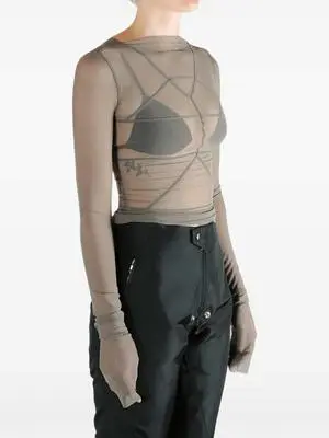 Rick Owens Semi-sheer Boat Neck Long Sleeve Top - Gray