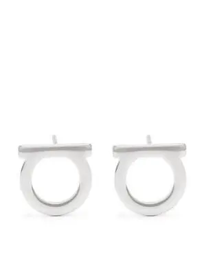 FERRAGAMO Gancini Earrings With -colored Brass Plate For - Silver