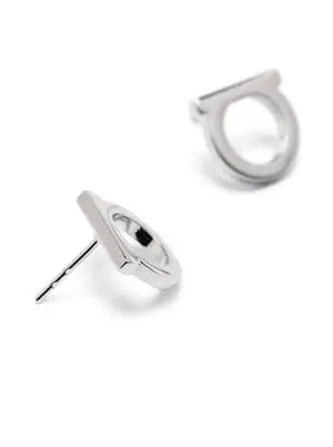 FERRAGAMO Gancini Earrings With -colored Brass Plate For - Silver
