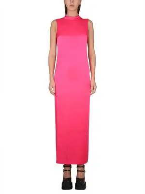 Versace Long Dress With Ring Neckline - Pink