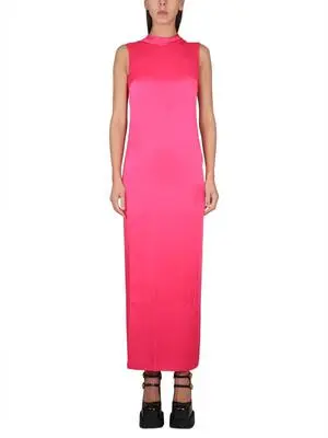 Versace Long Dress With Ring Neckline - Pink
