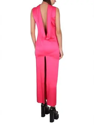 Versace Long Dress With Ring Neckline - Pink