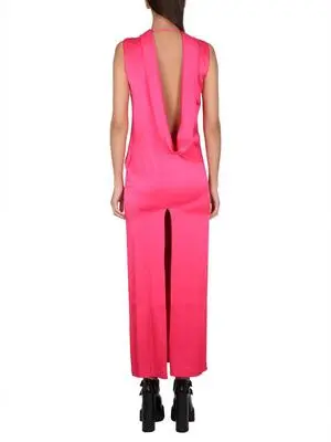 Versace Long Dress With Ring Neckline - Pink