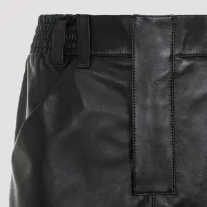 Saint Laurent Lamb Leather Midi Skirt - Black
