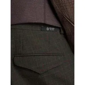 Prada Check Pattern Tailored Trousers - Green