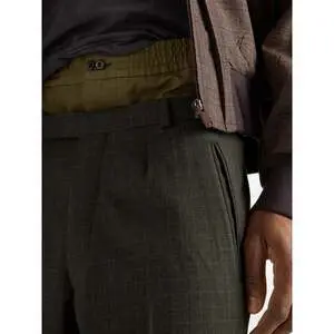 Prada Check Pattern Tailored Trousers - Green