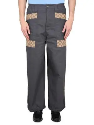 Gucci Cotton Fabric Pants With Gg Inserts