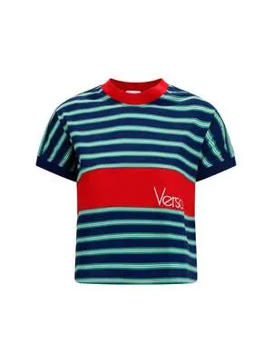 Versace Striped Cotton T-shirt - Multicolor