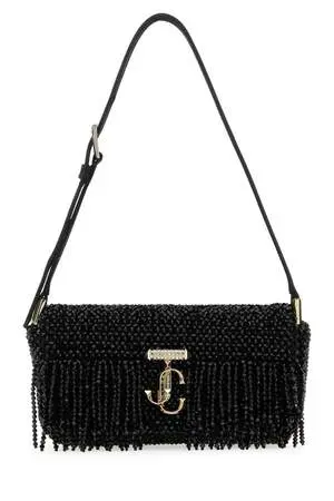 JIMMY CHOO Satin Mini Avenue Shoulder Bag - Black