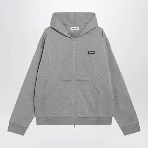 Miu Miu Cotton Zip-up Sweatshirt - Gray