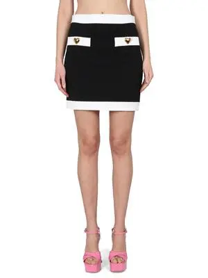 Moschino Heart Buttons Crepe Miniskirt - Black
