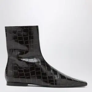 TOTEME Crocodile-effect Leather Chelsea Boots With Zip - Brown