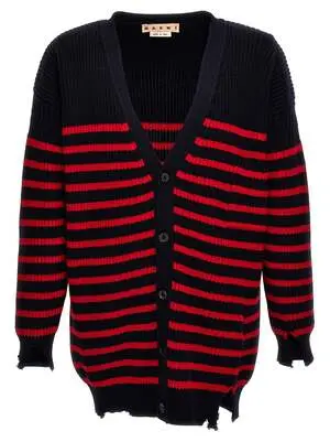 Marni Destroyed Effect Striped Cardigan - Multicolor
