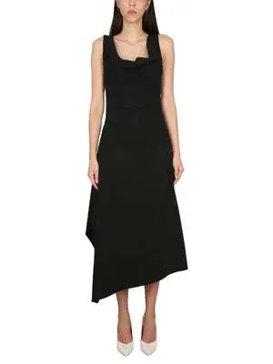 Bottega Veneta Asymmetrical Midi Dress - Black