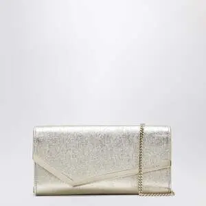 JIMMY CHOO Emmie Brilliance Fabric Clutch In Platinum Ice - Silver