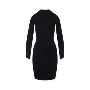 COURREGES Ribbed Viscose Blend Mini Dress - Black