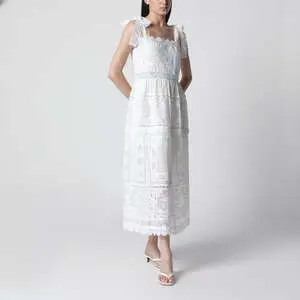 Zimmermann Ivory Aster Dress With Lace Trim - White