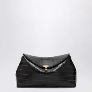 TOTEME T-lock Clutch In Crocodile-embossed Leather - Brown