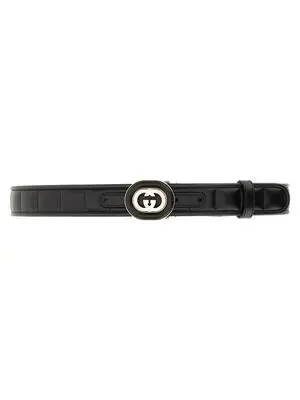 Gucci Gg Cross Buckle Belt - Black