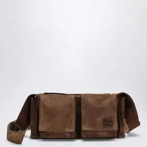 Miu Miu Utilitaire Crossbody Bag In Cocoa Suede - Brown