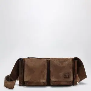 Miu Miu Utilitaire Crossbody Bag In Cocoa Suede - Brown