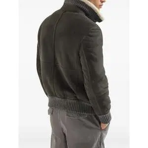Brunello Cucinelli Shearling Trim Bomber Jacket