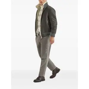 Brunello Cucinelli Shearling Trim Bomber Jacket