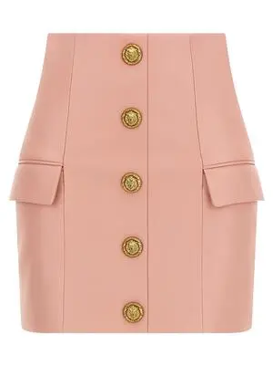 Balmain Testa Di Leoni Lamb Leather Mini Skirt - Pink