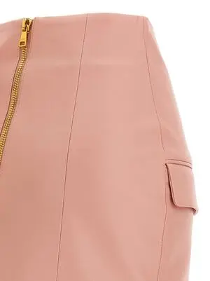 Balmain Testa Di Leoni Lamb Leather Mini Skirt - Pink