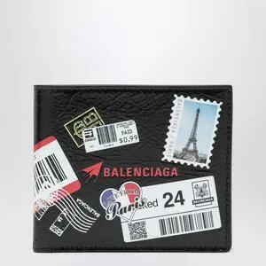 Balenciaga Cash Folded Square Lambskin Wallet - Black