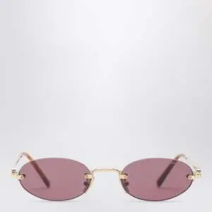 Miu Miu Logo Sunglasses In Gold/yellow - Silver